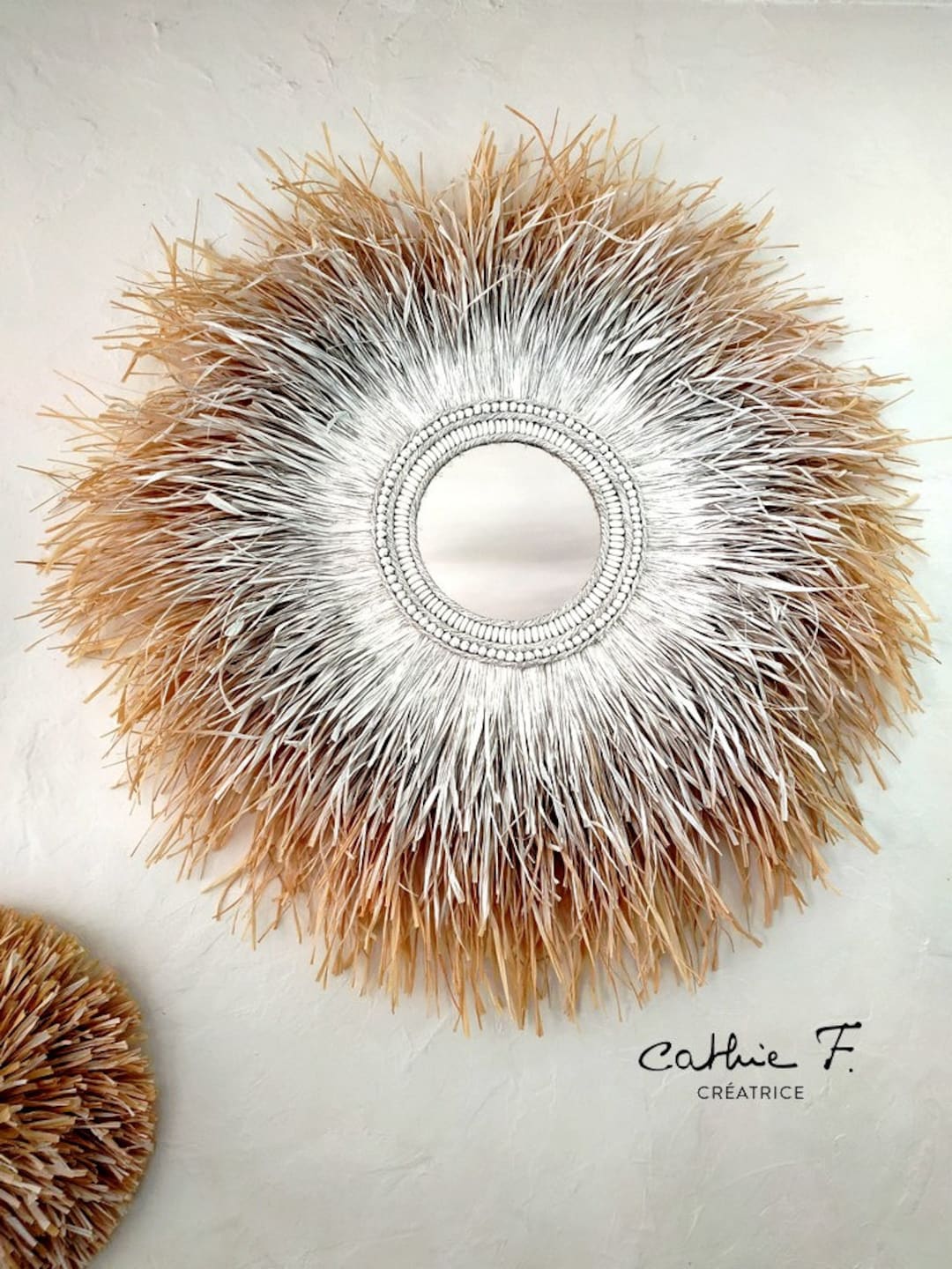 White Raffia Ethnic Mirror RYSLY 100 - Etsy