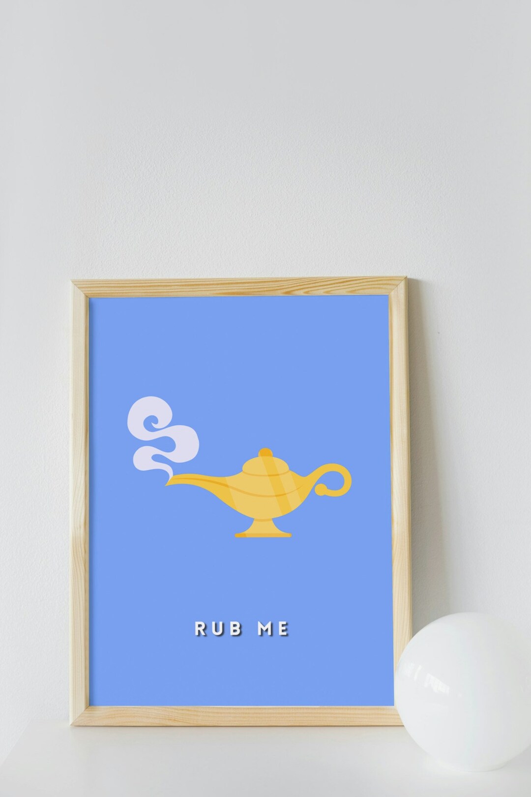 Aladdin Genie Lamp 'rub Me' Quote Art Print: Pastel Blue Home Decor - Etsy