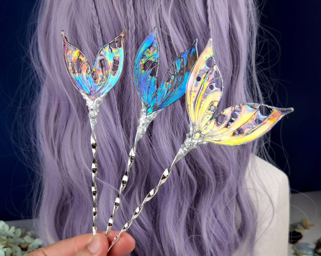 Mermaid Tail Hair Stick, Rainbow Hair Stick, Decorative Hair Stick ...