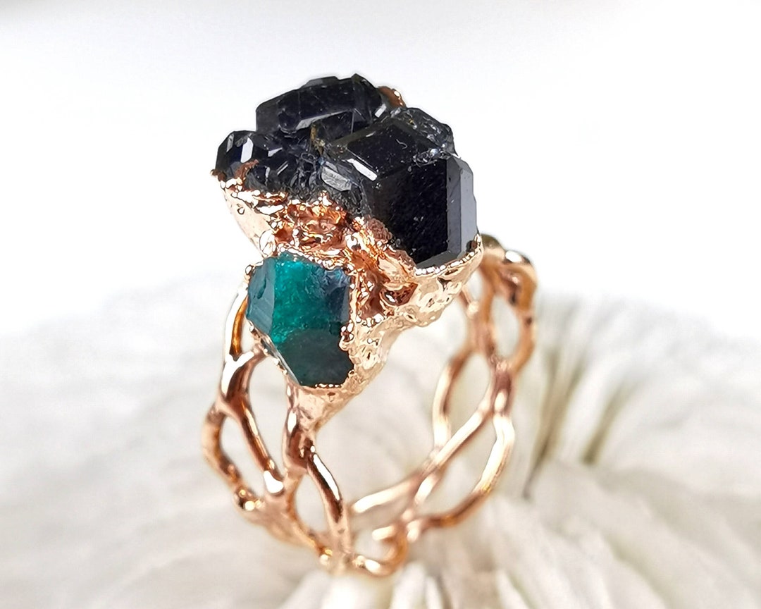 Garnet Ring, Woven Copper Ring With Raw Garnet Crystal Ring and ...