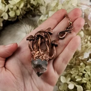 Mushroom Necklace, Handmade Jewelry, Fairycore Necklace, Crystal ...