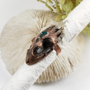 Skull Ring, US 8.5, Quartz Ring, Witch Ring, Gothic Ring, Tribal Pagan ...