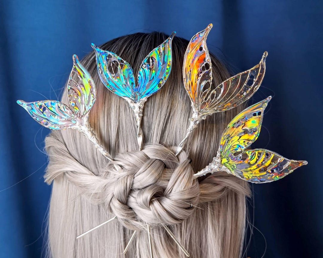 Mermaid Tail Hair Stick, Rainbow Hair Stick, Decorative Hair Stick ...