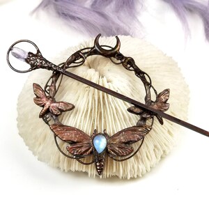 Moth Hair Brooch With Labradorite, Moth Hair Barrette, Decorative Hair ...