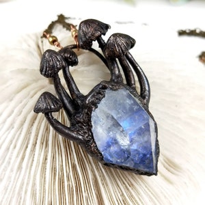 Mushroom Necklace, Handmade Jewelry, Fairycore Necklace, Crystal ...