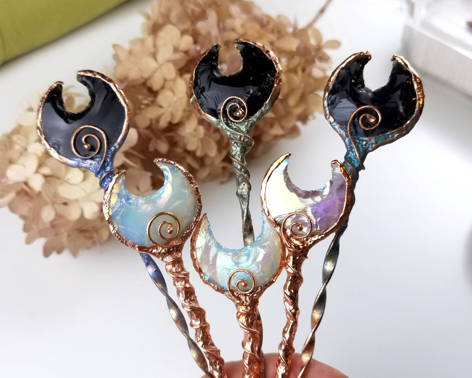 Moon Crystal Hair Pin, Crescent Hair Stick, Moon Crescent Hair ...