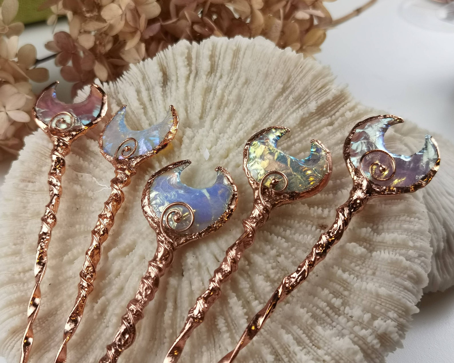 Moon Crystal Hair Pin, Crescent Hair Stick, Moon Crescent Hair ...