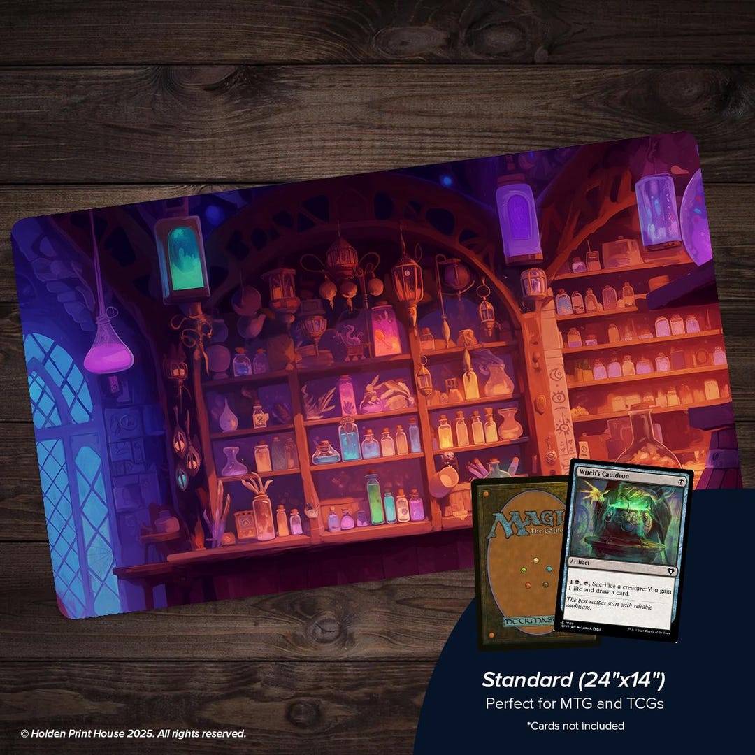 Apothecary Shelf Desk Mat | Witchy Potion Shelves Playmat for MTG, TCG ...