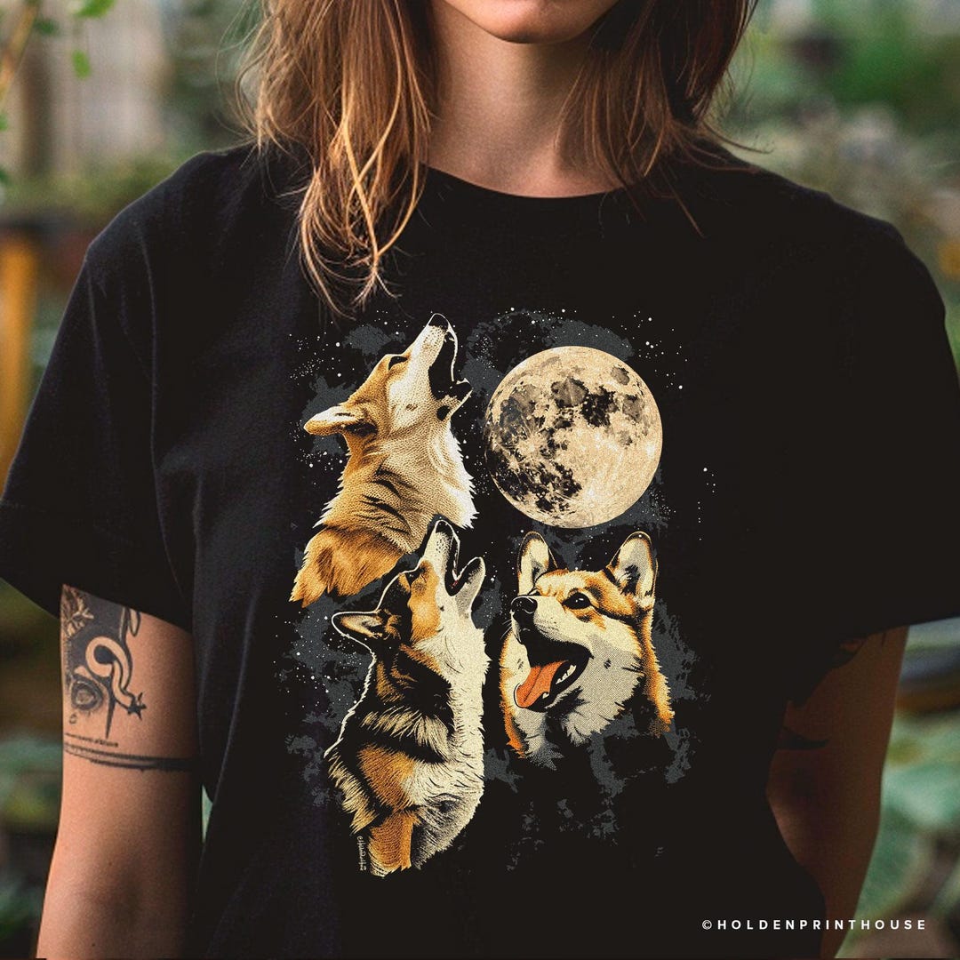 Howling Corgis at the Moon T-shirt | Funny Dog Lover Tee | All Profits ...
