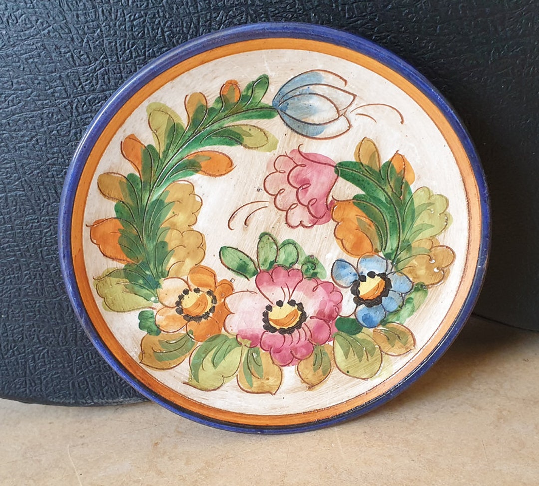 Deruta Ceramiche Maiolica, Italian Mid-century Hand-painted Floral Wall ...