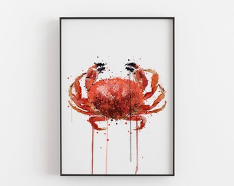 Red Crab Print | Etsy