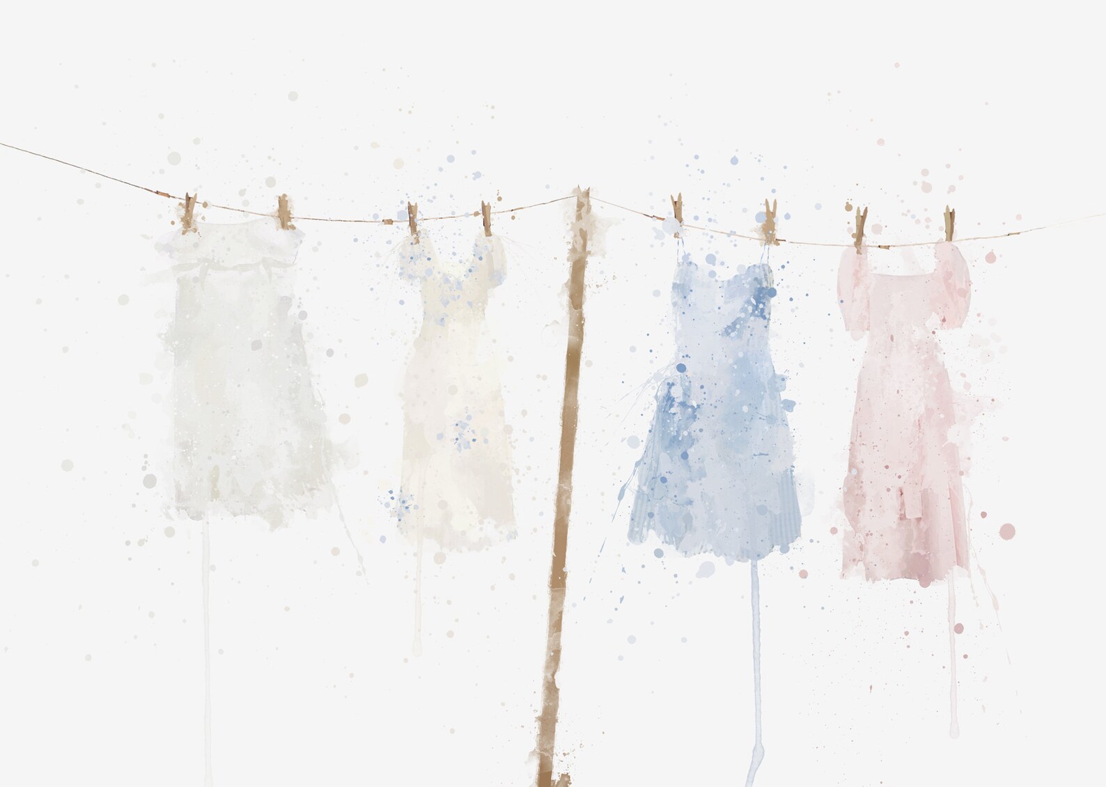 Washing Line With Clothes Wall Art Print 1101 - Etsy UK