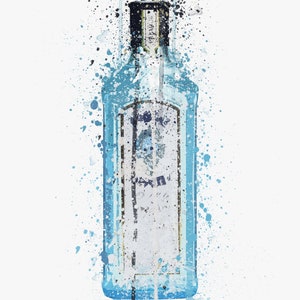 Gin Bottle Wall Art Print 'ocean Blue' 0005 - Etsy UK