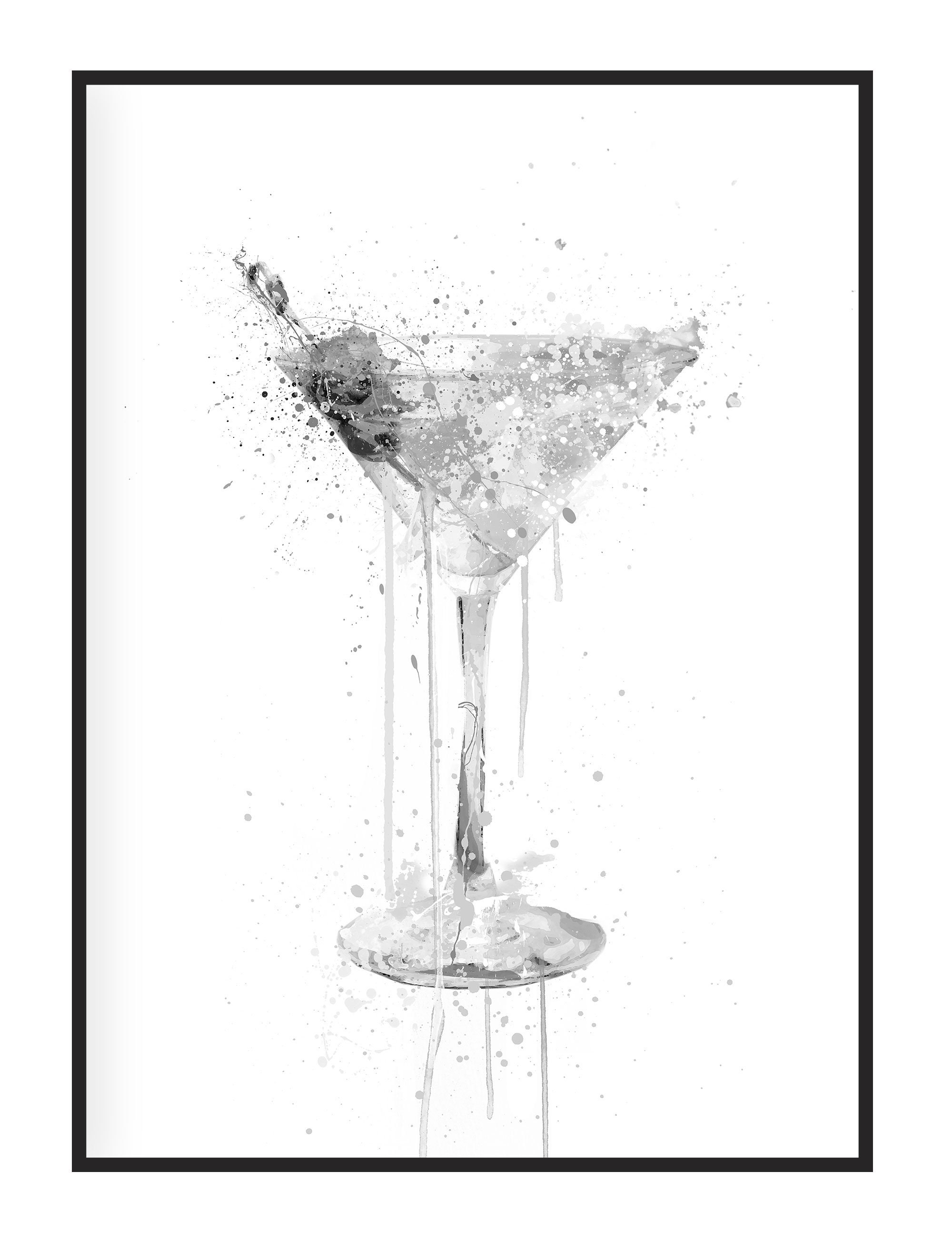 Dry Martini Cocktail Wall Art Print Grey Edition 0368 Etsy