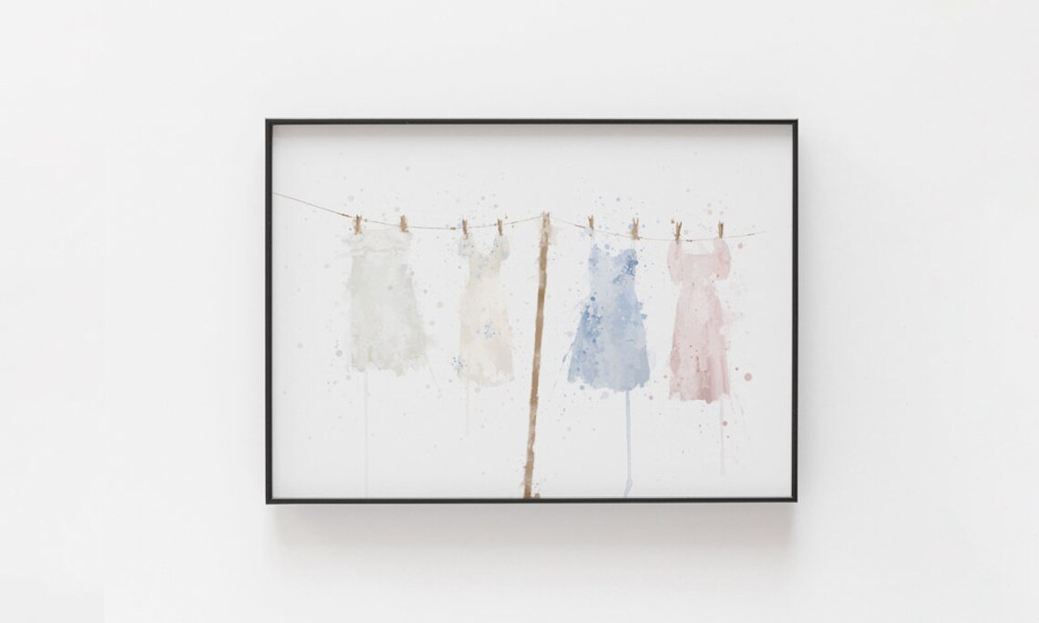 Washing Line With Clothes Wall Art Print 1101 - Etsy UK