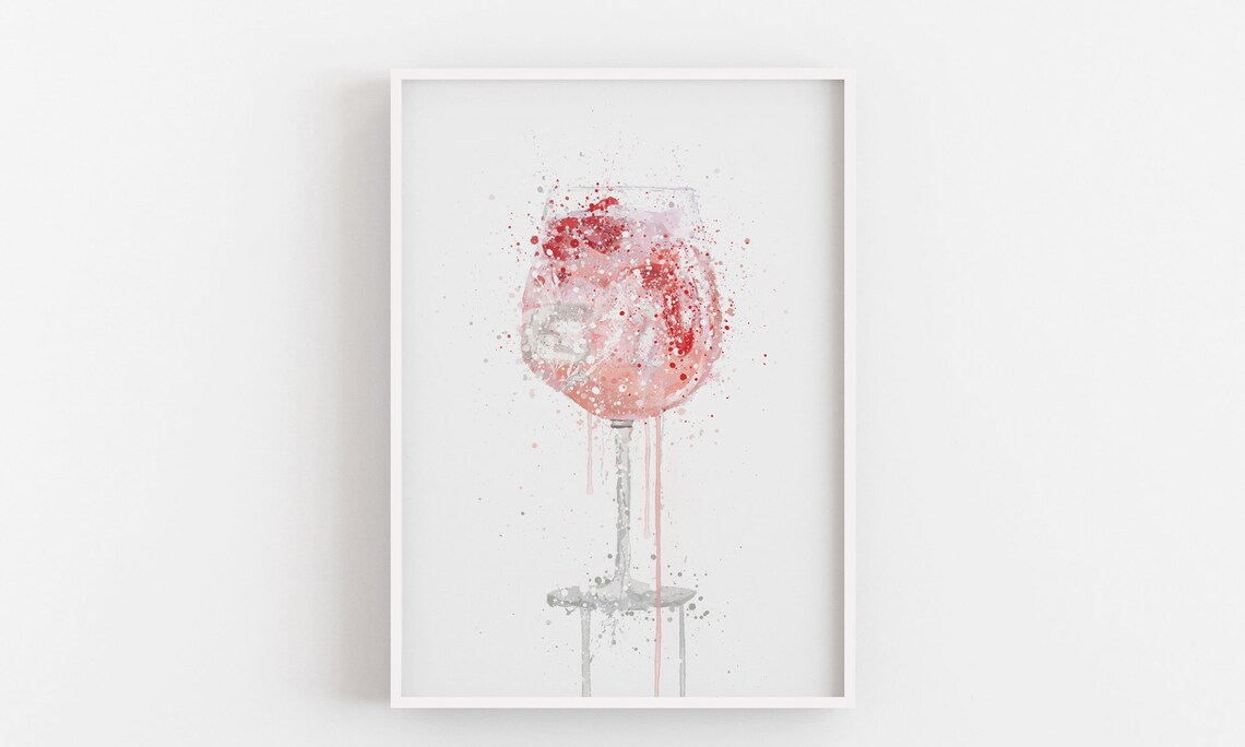 Pink Gin and Tonic Goblet Wall Art Print '0546' | Etsy