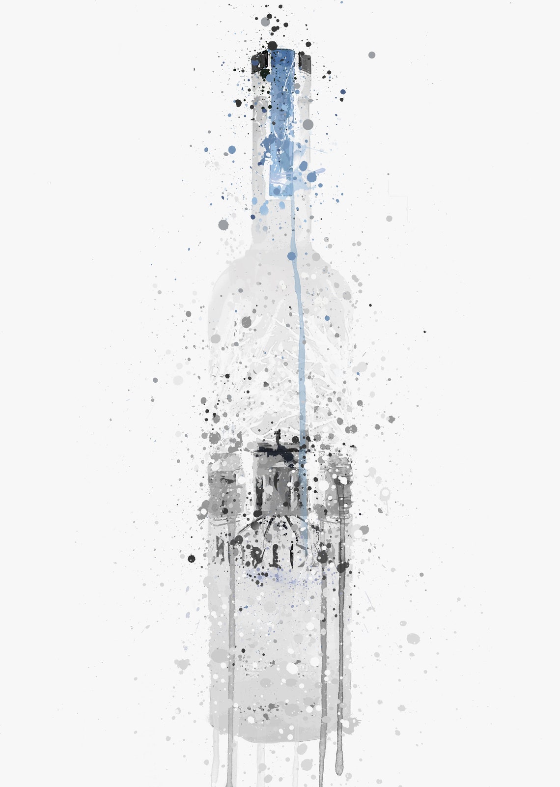 Vodka Bottle Wall Art Print 'light Grey' 0520 - Etsy UK