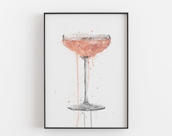 Champagne Print | Etsy