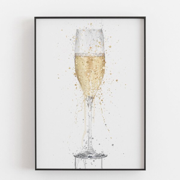 Black and White Champagne Art - Etsy