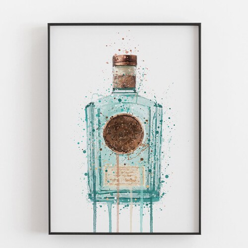 Gin Bottle Wall Art Print 'emerald' 0003 - Etsy UK