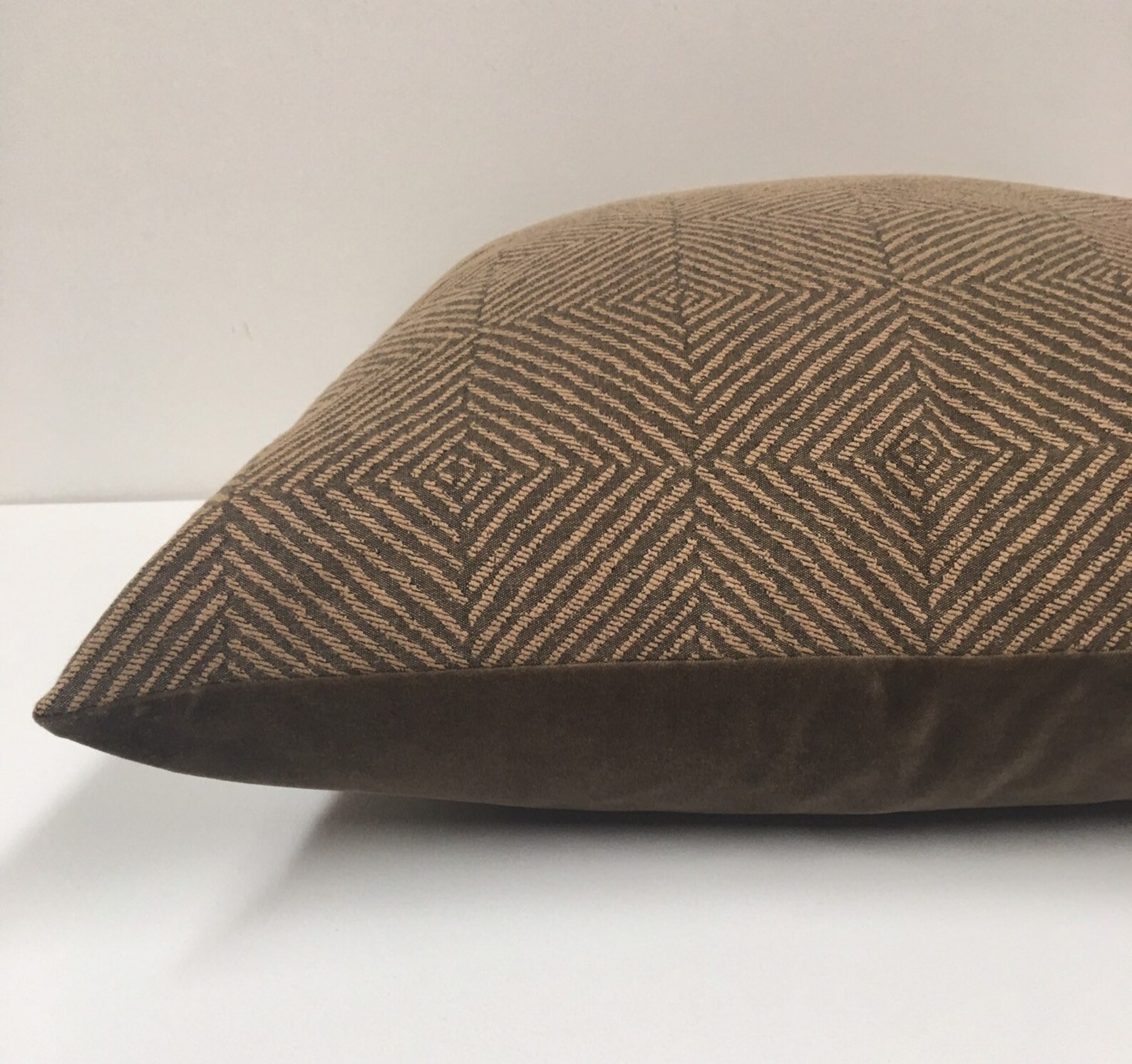 Brown Check Pillows/ Cotton Velvet Pillows/ Large Pillows/ Rusty Brown ...