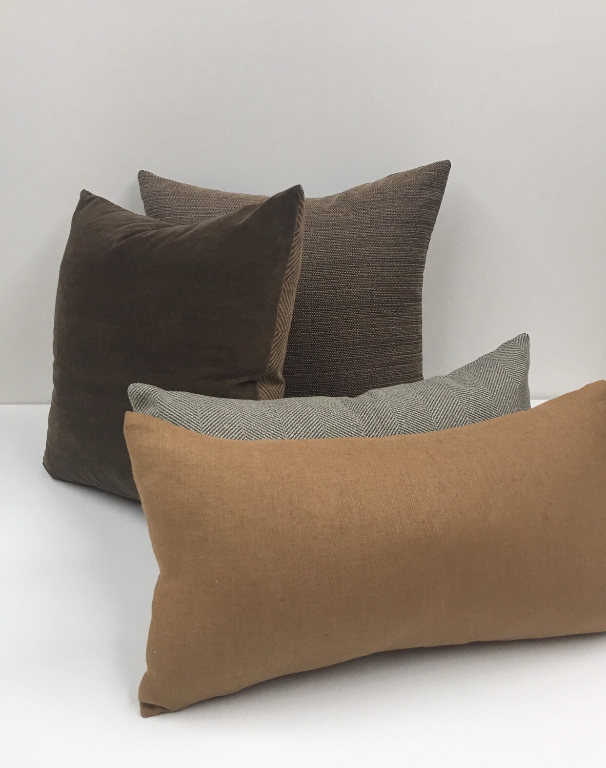 Brown Check Pillows/ Cotton Velvet Pillows/ Large Pillows/ - Etsy