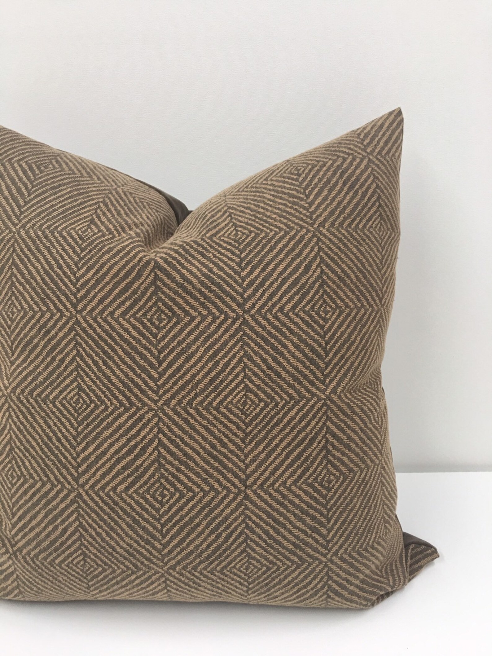 Brown Check Pillows/ Cotton Velvet Pillows/ Large Pillows/ Rusty Brown ...