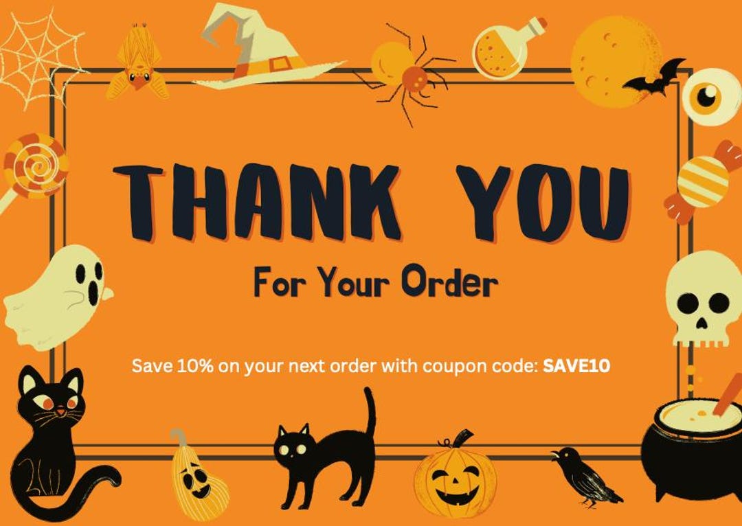 Halloween Thank You Card Canva Template - Etsy