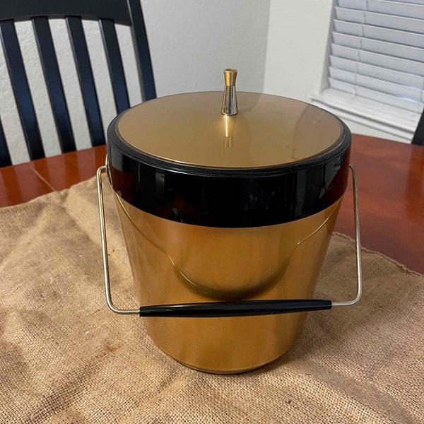 Vintage Black and Gold Ice Bucket - Etsy