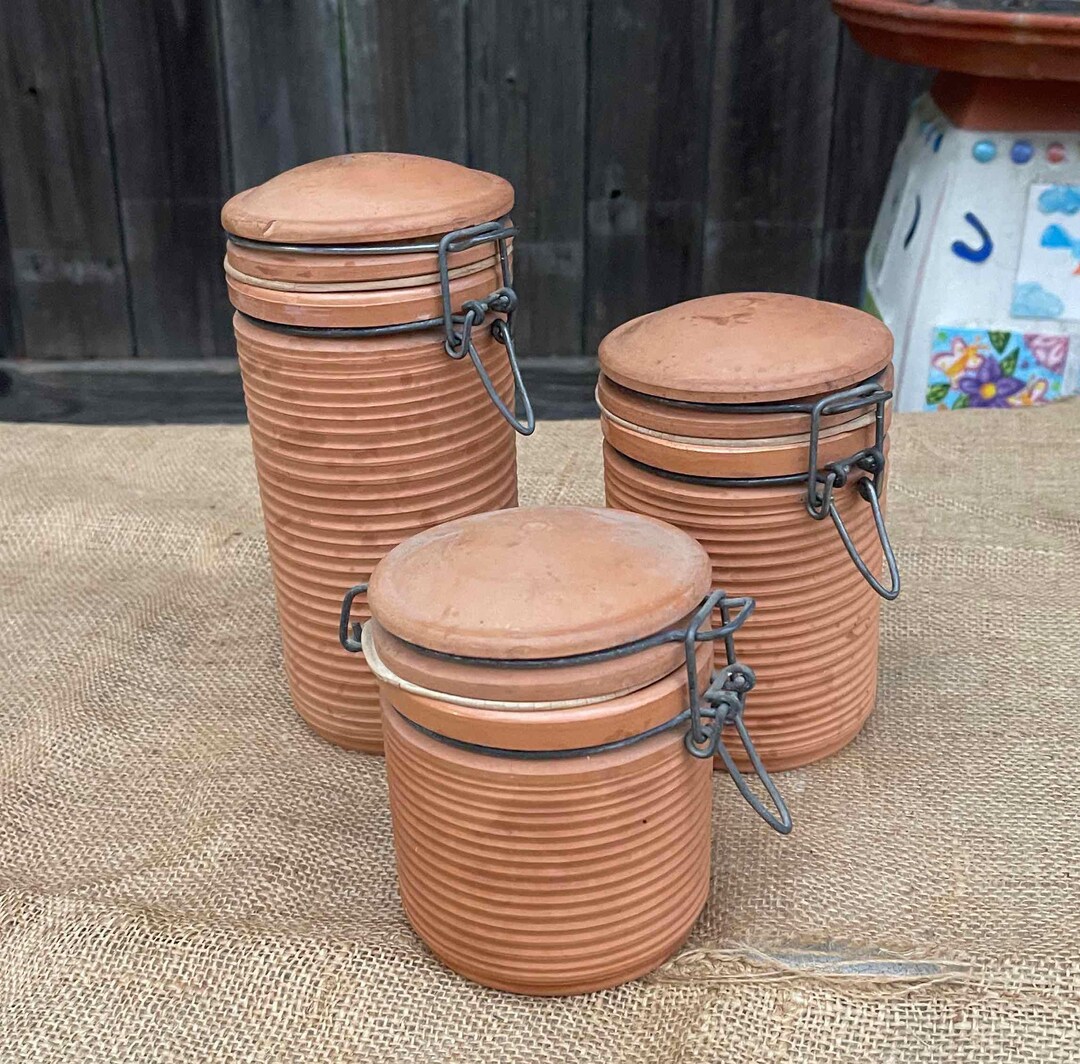Vintage ITALY Hand Blown Hinged Lid Pottery Glazed Insideterra Cotta ...