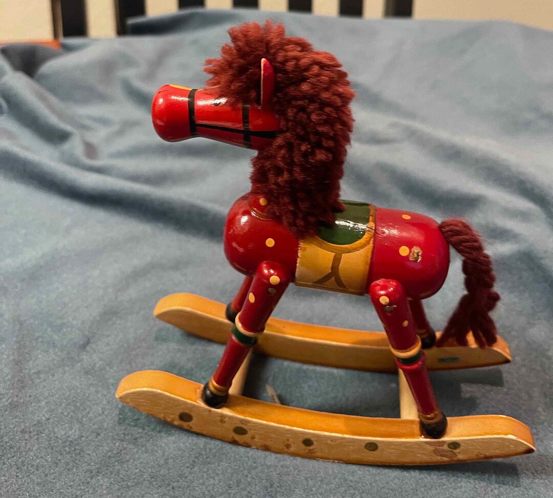 Vintage Russ Wooden Rocking Horse Christmas Decoration Colonial Style ...