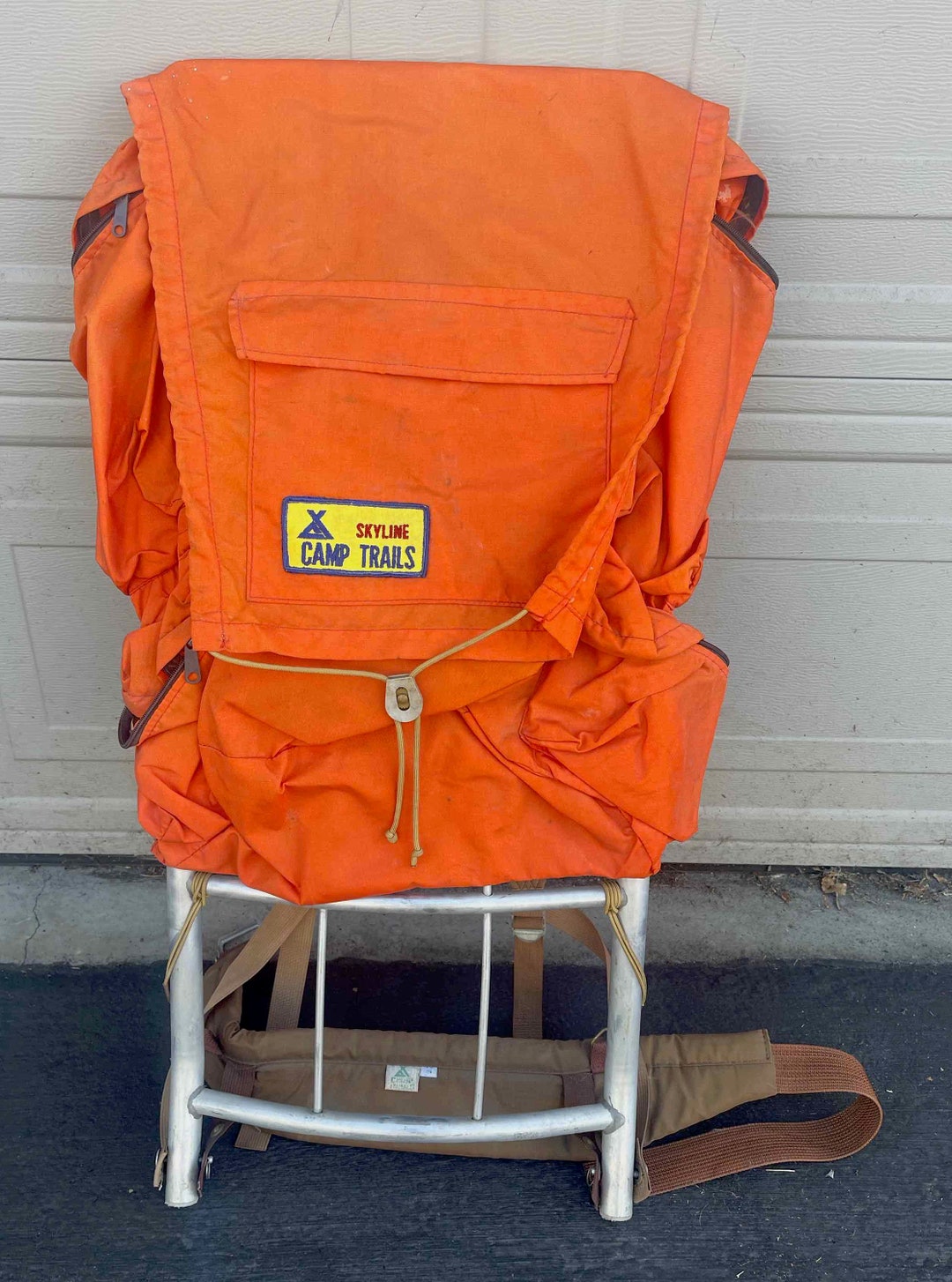 Vintage 1960s-1970s Distressed Camp Trails Skyline Orange Nylon ...