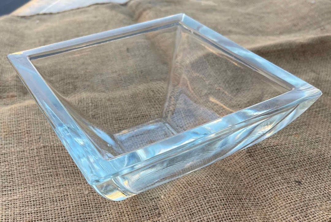 Vintage Heavy Square Clear Glass Bowl Trinket Candy Dish Planter 7.5 ...