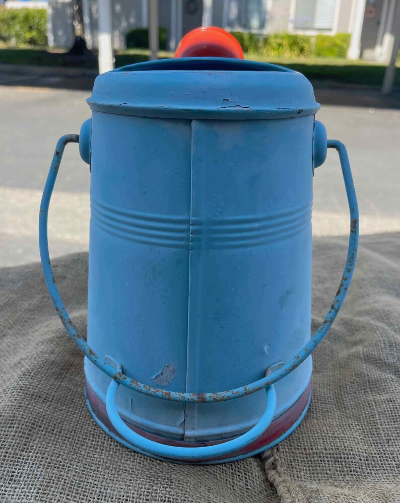Light Blue With Red Trim Metal Rustic Watering Can. Decor. - Etsy