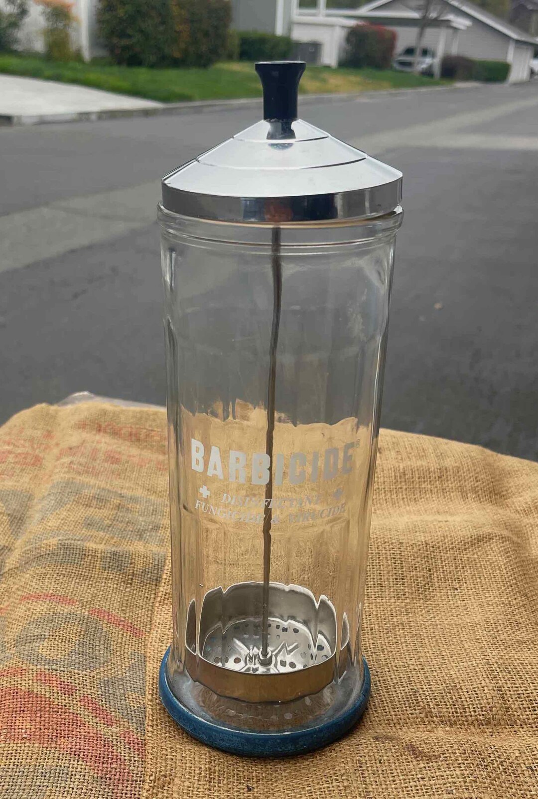 Vintage Large 12" BARBICIDE DISINFECTANT JAR Glass Container King ...