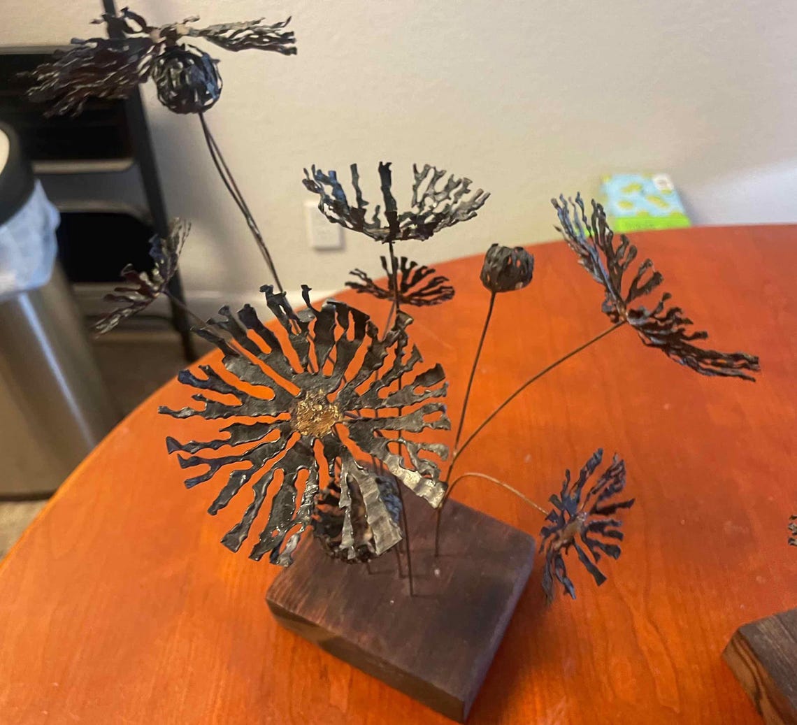 Brutalist Modern Metal Flowers Table Sculpture. - Etsy