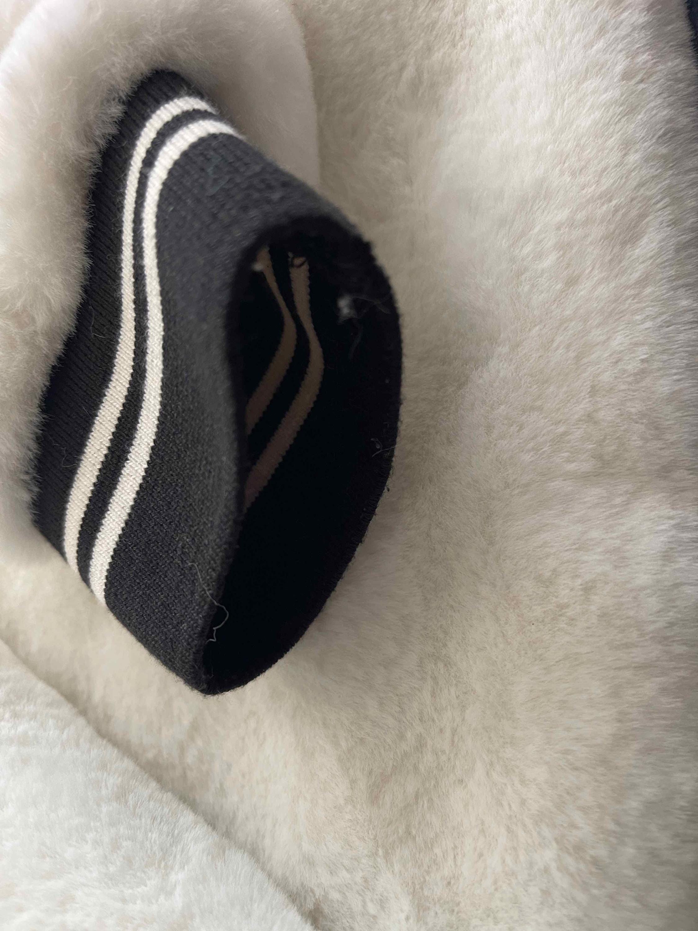 Mickey Mouse Crop Ivory Faux Fur Coat W Black Ribbed Cuffs & Sleeves ...