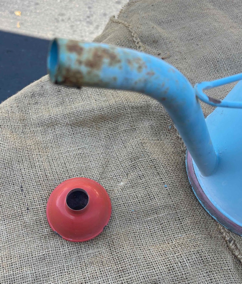 Light Blue With Red Trim Metal Rustic Watering Can. Decor. - Etsy