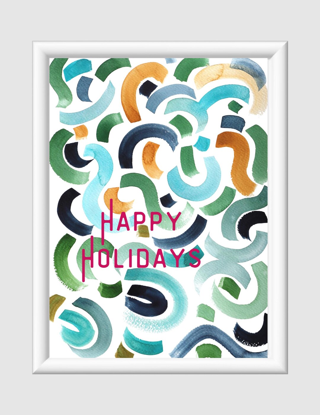Happy Holidays Neutral Shapes Art Print - Etsy