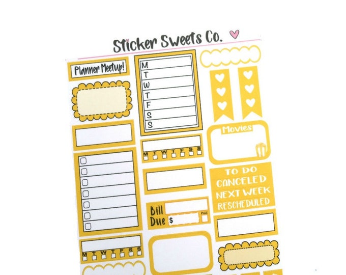 Monochromatic Yellow Functional Planner Stickers - Etsy