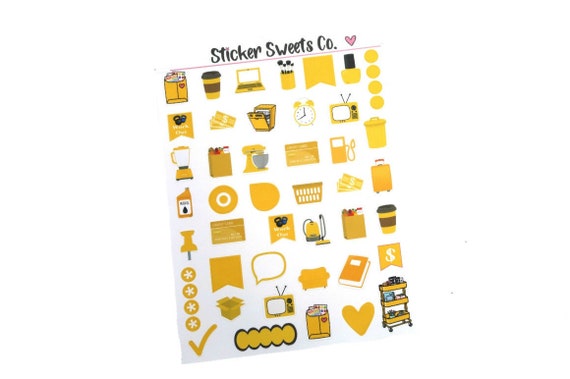 Monochromatic Yellow Icons Planner Stickers | Etsy