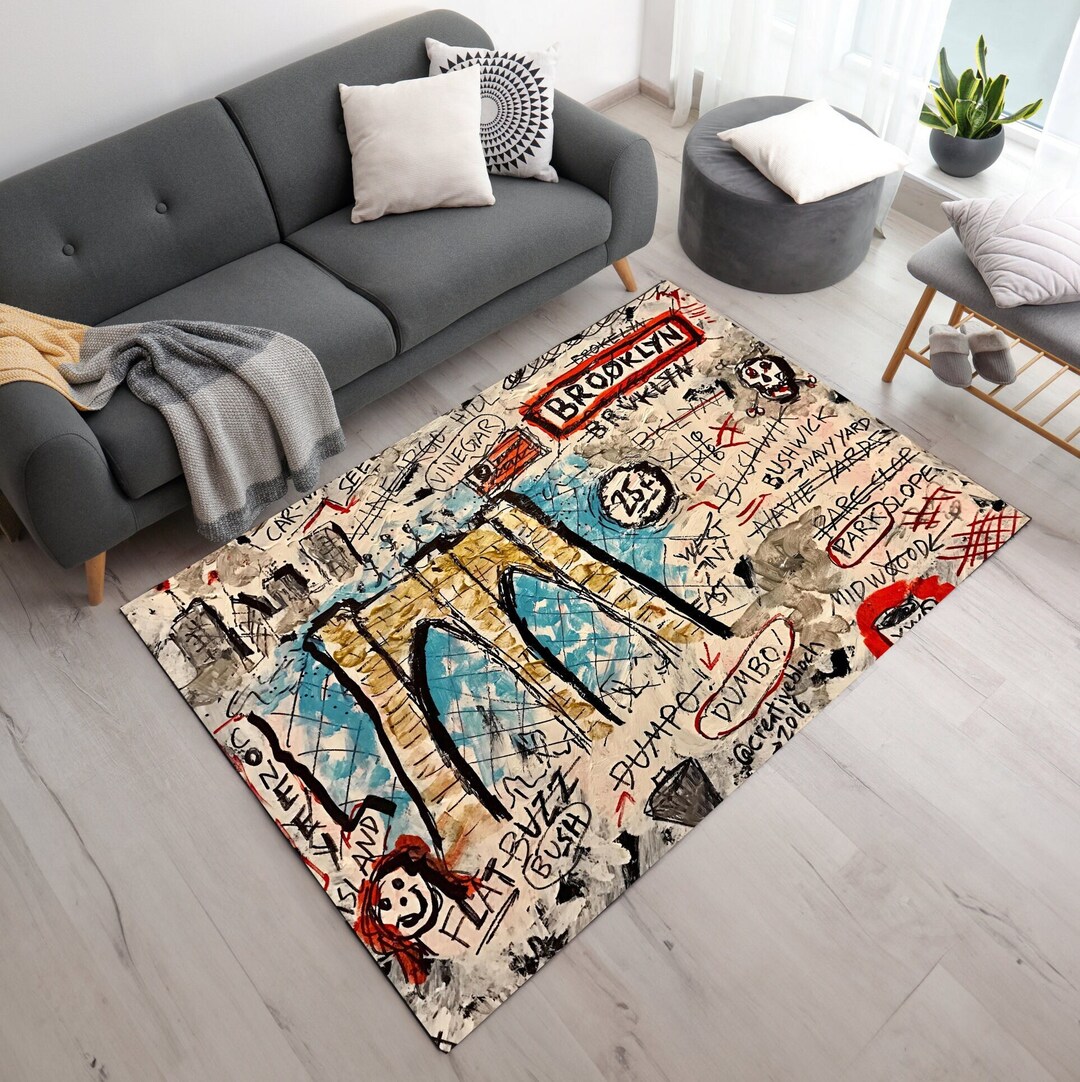 GRAFFITI BROOKLYN AREA Rug 48x72 4x6 Feet Basquiat Style Street Art ...