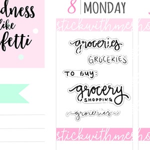 Grocery Shopping - Hand-lettering Stickers - Etsy