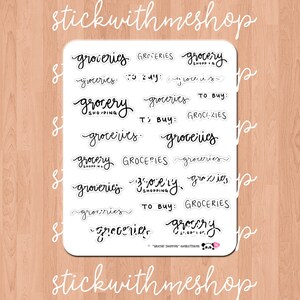 Grocery Shopping - Hand-lettering Stickers - Etsy