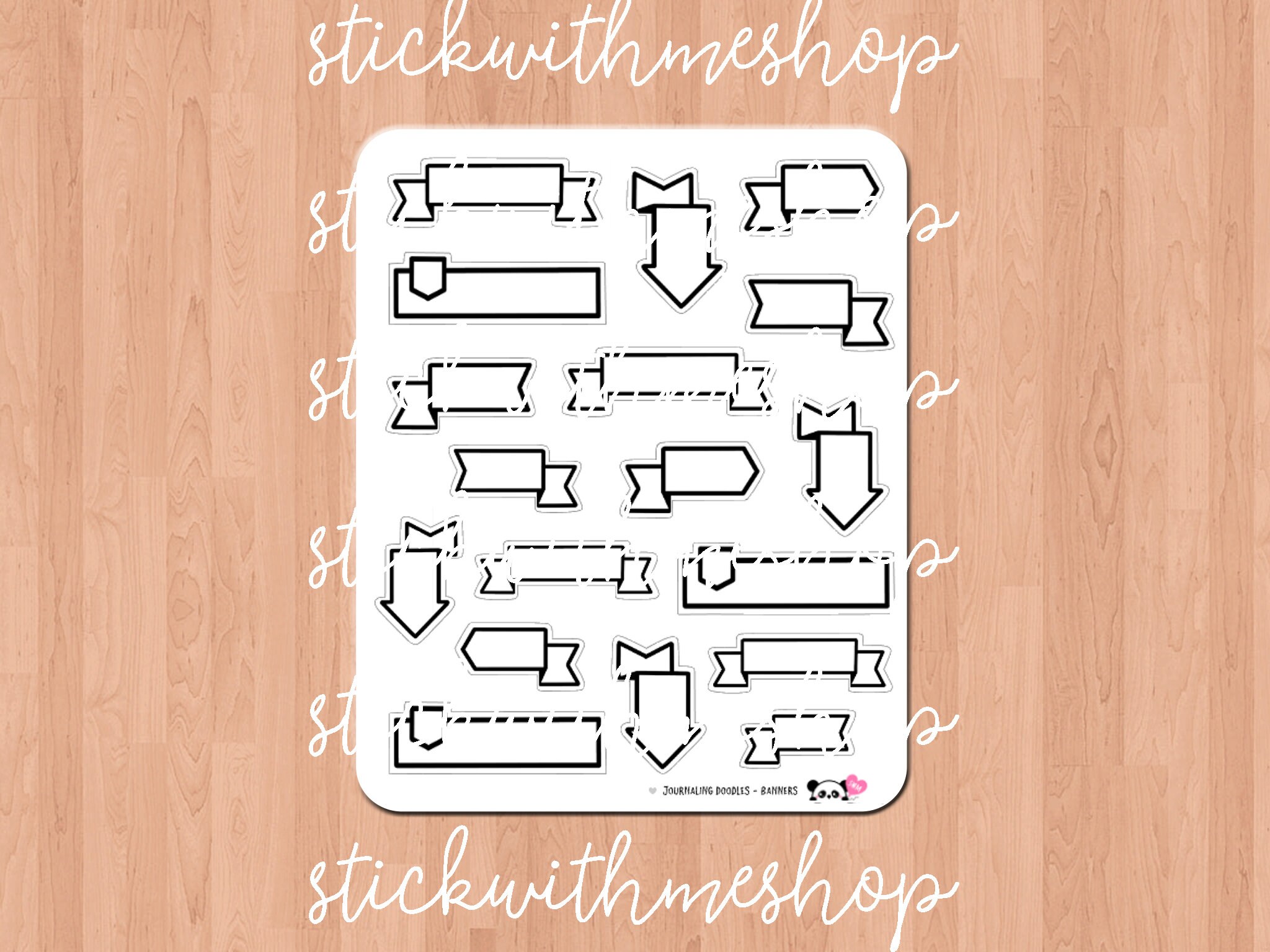 Journaling Doodle Stickers Banners | Etsy