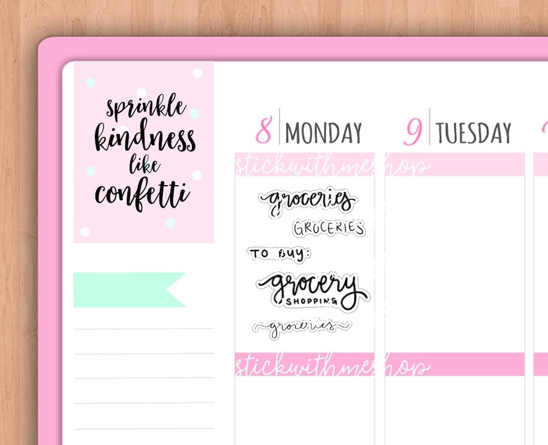Grocery Shopping - Hand-lettering Stickers - Etsy