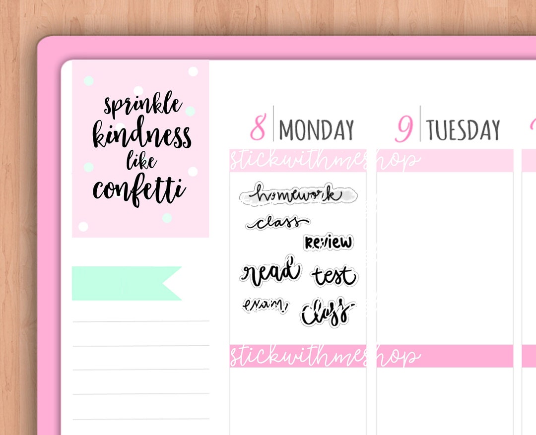 Student Life - Hand-lettering Stickers - Etsy