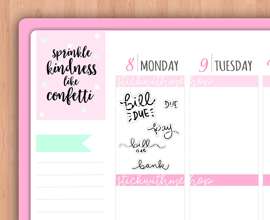 All the Bills - Hand-lettering Stickers - Etsy