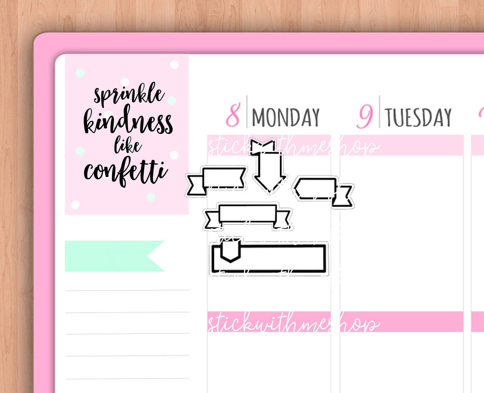 Journaling Doodle Stickers Banners | Etsy