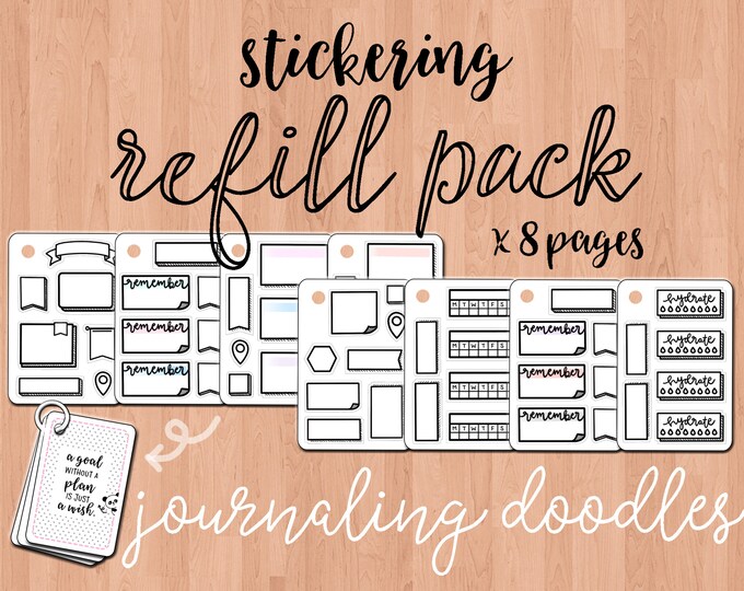 Journaling Doodles - Stickering Refill Pack (8 Mini Sheets) - Etsy